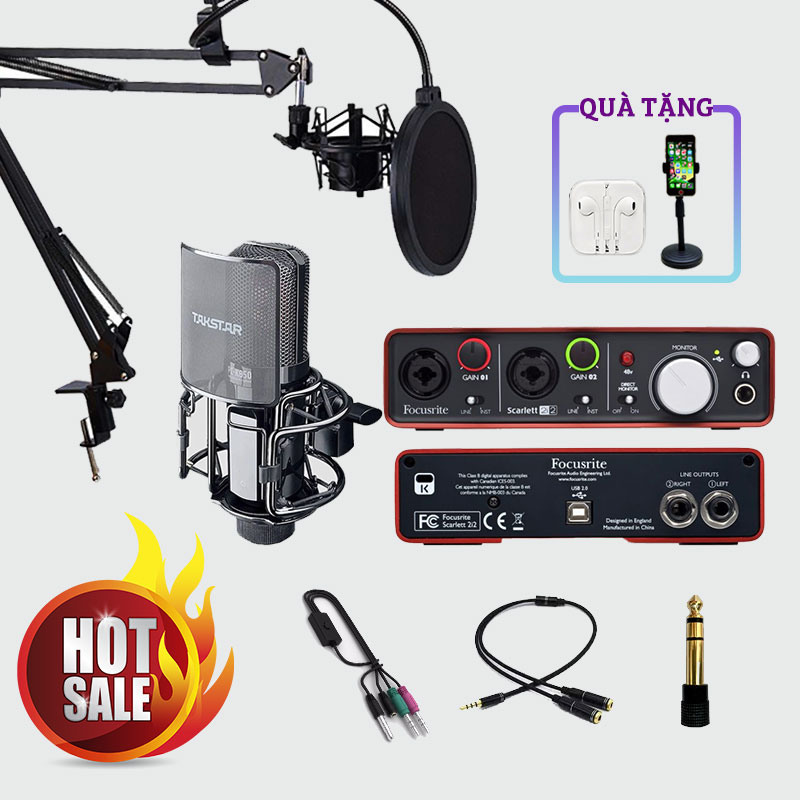 Bộ Thu Âm Focusrite 2i2 3rd Gen Và Mic Takstar PC K850 - thanhnamstudio.vn